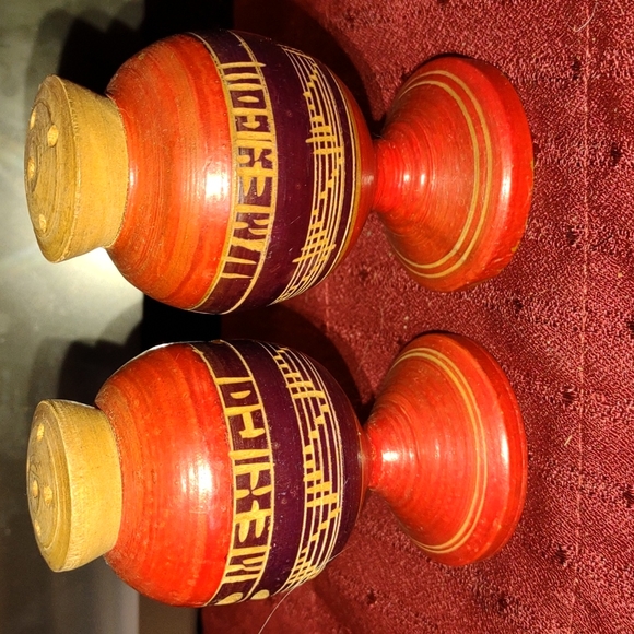 Vintage | Dining | Vintage Wood Carved Handpainted Salt And Pepper ...